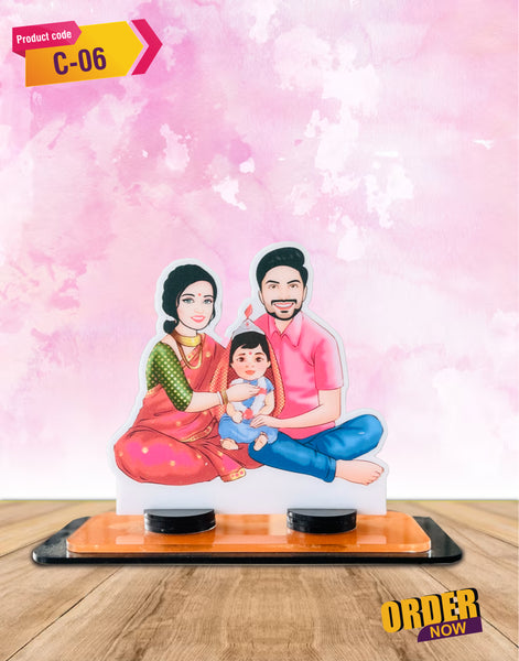 Loving Family Personalized Caricature Miniature Stand | C-06 – Chitrangi