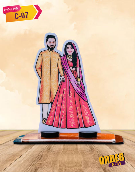 Acrylic Miniature Personalized Wedding Caricature | C-07 – Chitrangi